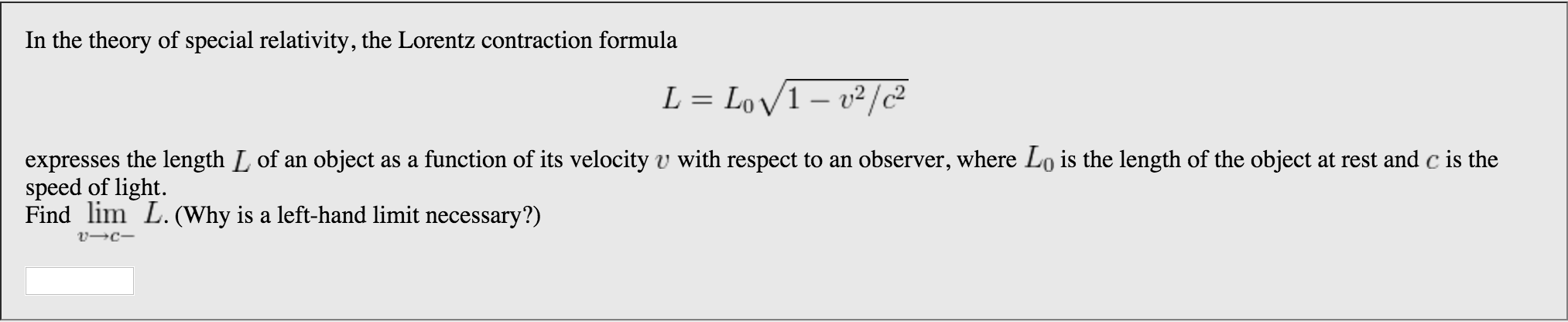Solved In the theory of special relativity, the Lorentz | Chegg.com