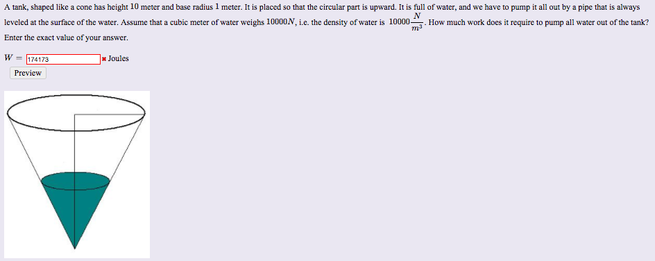 Solved A tank, shaped like a cone has height 10 meter and | Chegg.com