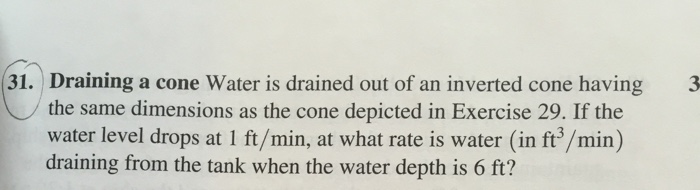 Draining a cone Water is drained out of an inverted | Chegg.com