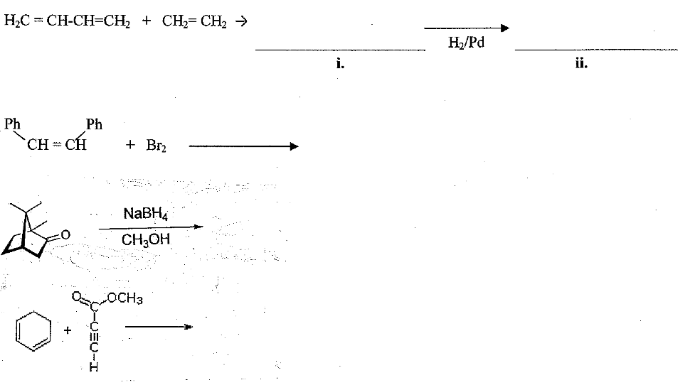 Solved H2C=CH-CH-CH2 + CH2= CH2 → H/Pd l. Ph Ph CH-cri + Br2 | Chegg.com