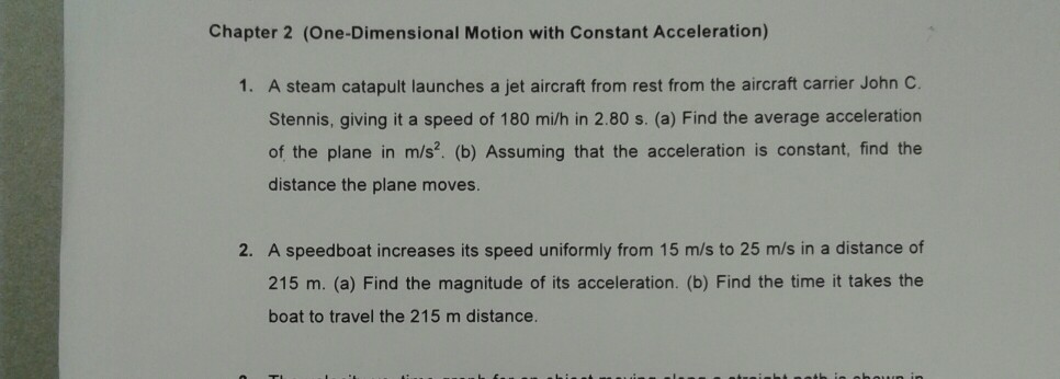 Solved Chapter 2 (One-Dimensional Motion with Constant | Chegg.com