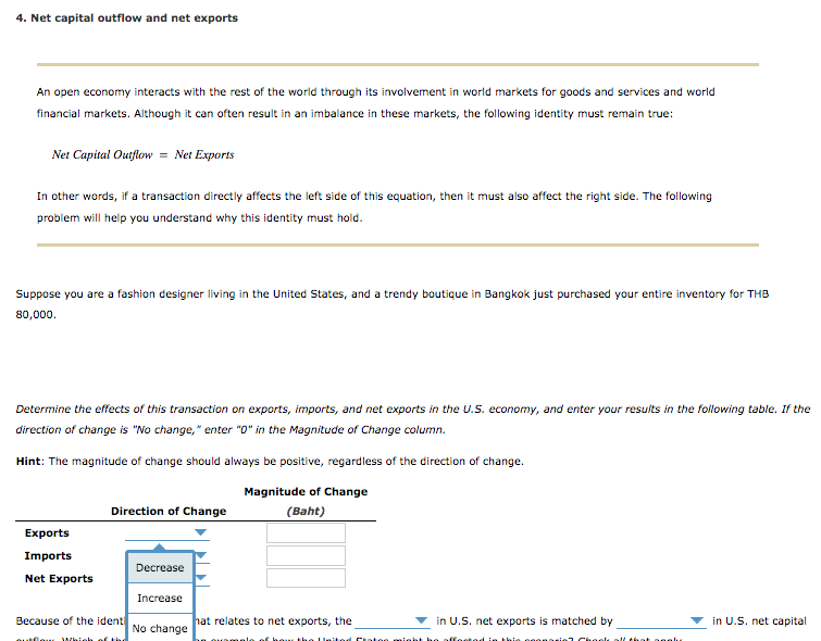 Solved 4. Net capital outflow and net exports An open | Chegg.com