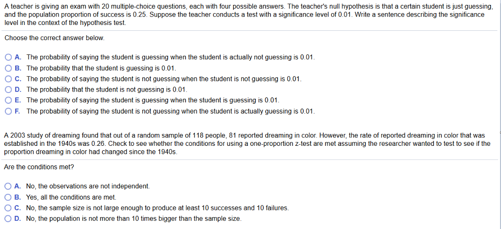Multiple Choice Test Sample