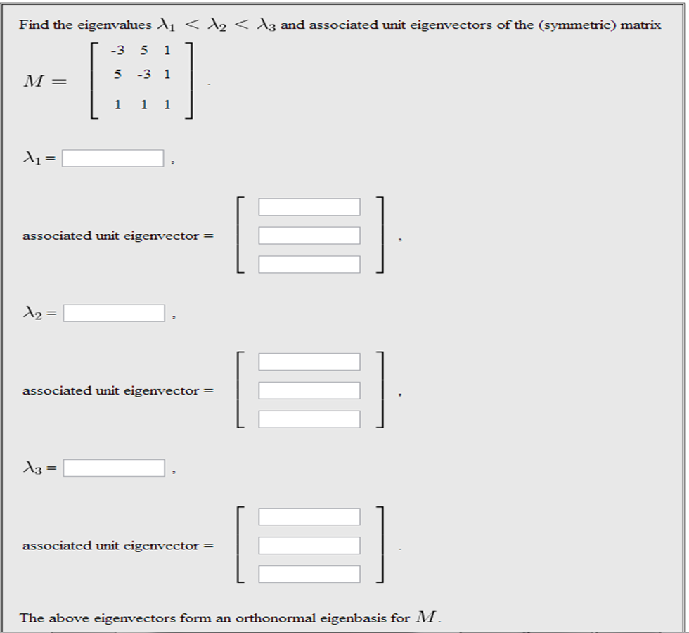 Solved Find The Eigenvalues Lambda 1