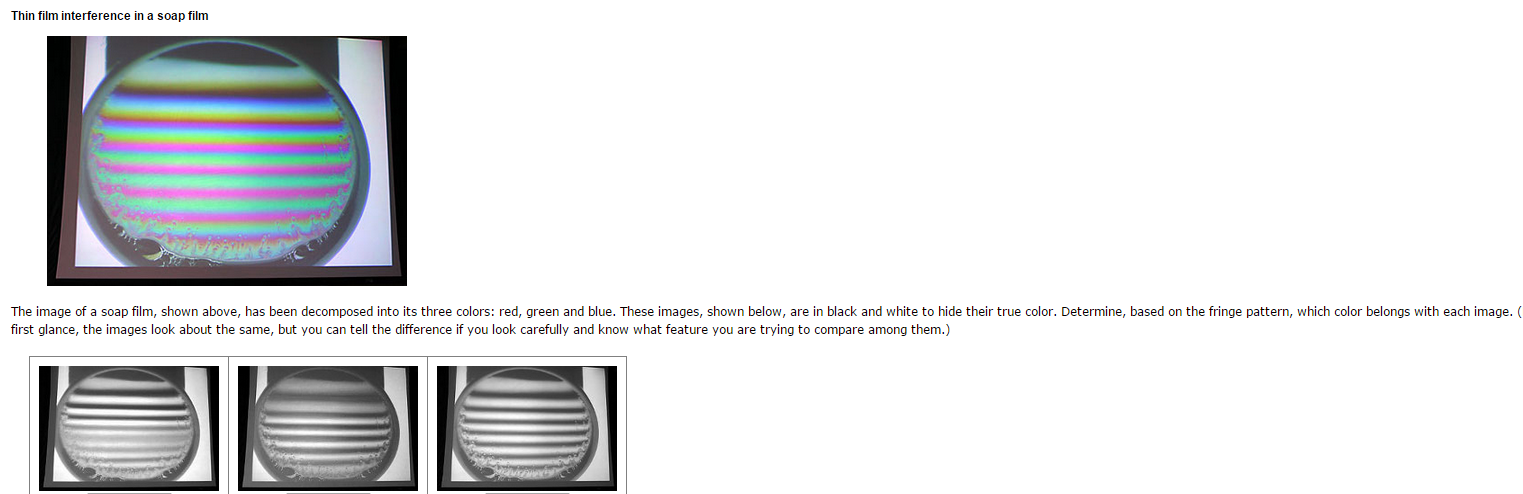 Solved Thin film interference in a soap film The image of a | Chegg.com