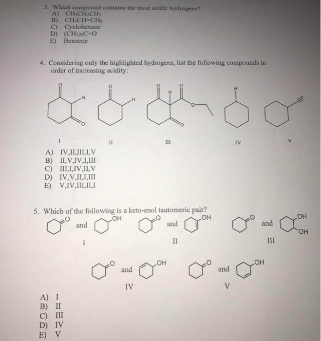 Solved 1. Which is the most acidic hydrogen in the compound | Chegg.com