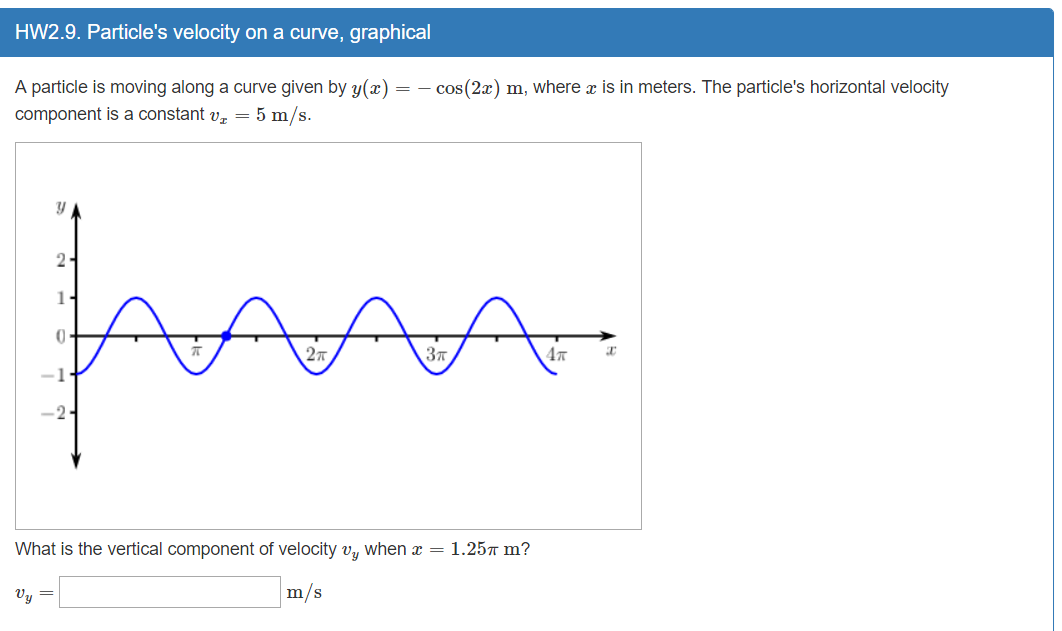 Solved A particle is moving along a curve given by y(x) = - | Chegg.com