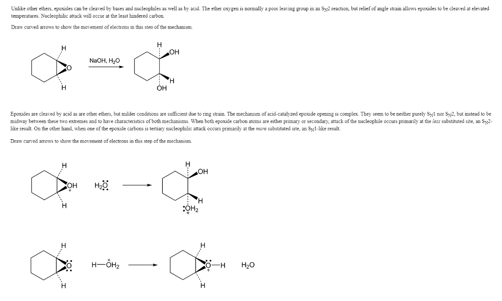 Solved Reactions of Epoxides: Draw arrows to show the | Chegg.com