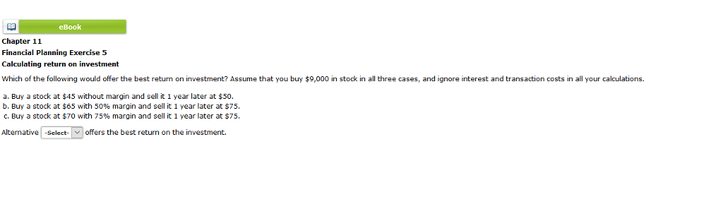 Solved eBook Chapter 11 Financial Planning Exercise 5 | Chegg.com