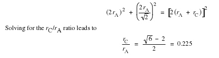 Solved (2rA)2 + (2rA/ )2 = [2(rA + rC)]2 Solving for the | Chegg.com