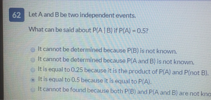 Solved Let A and B be two independent events. What can be | Chegg.com