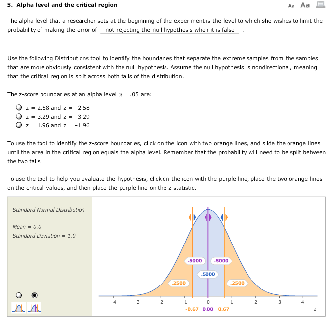 Solved 5. Alpha level and the critical region Aa Aa The | Chegg.com