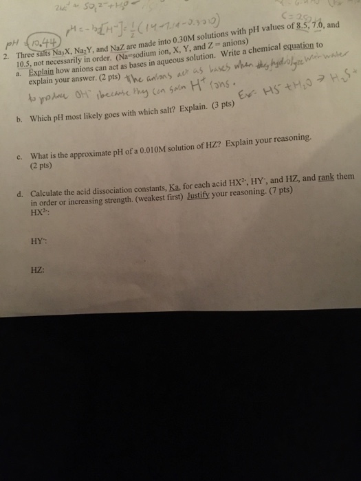 Solved Three salts Na_3X, Na_2Y, and NaZ are made into 0.30M | Chegg.com