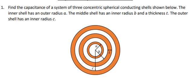 Solved 1. Find the capacitance of a system of three | Chegg.com