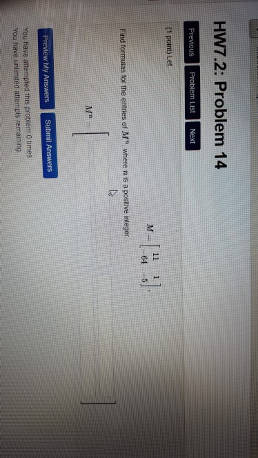 Solved HW7.2: Problem 14 Previous Problem ListNext (1 point) | Chegg.com