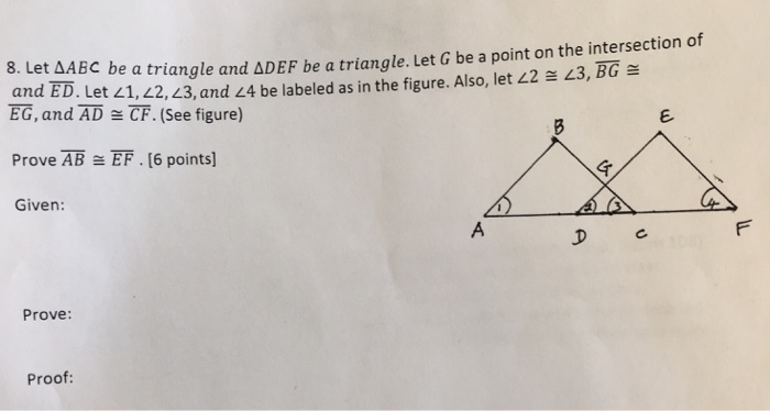 Solved Let Delta ABC be a triangle and Delta DEF be a | Chegg.com