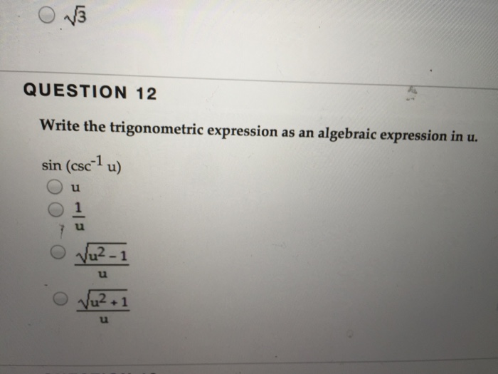 Solved Write the trigonometric expression as an algebraic | Chegg.com