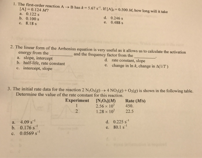 Solved The first-order reaction A rightarrow B has k = 5.67 | Chegg.com