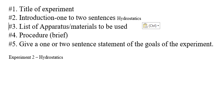 #1 . Title of experiment #2. Introduction-one to two | Chegg.com