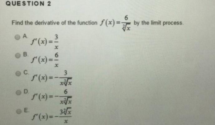 Solved Find The Derivative Of The Function F X