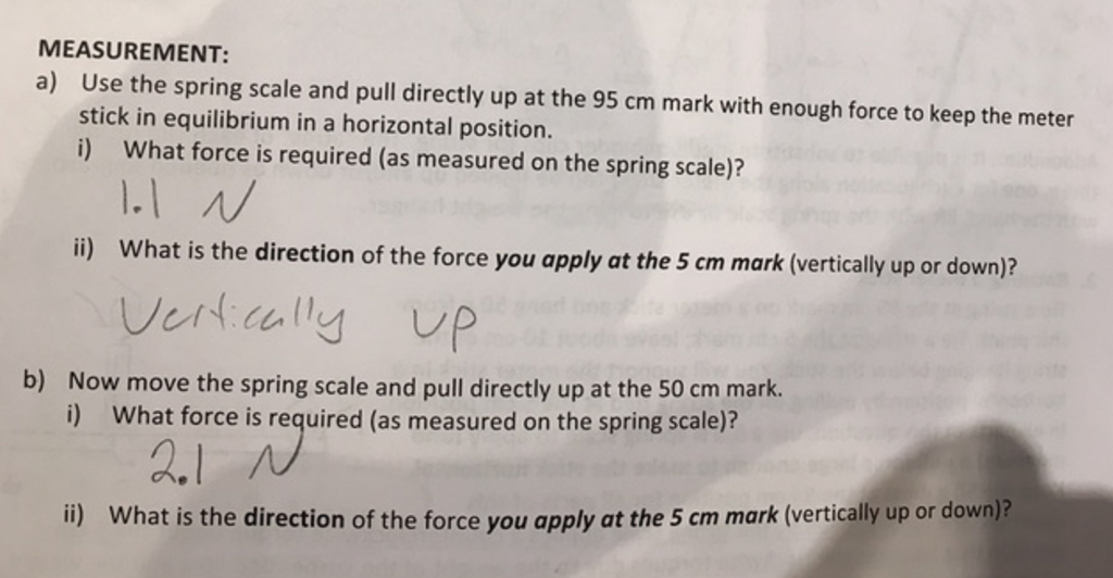 2. Rotating a meter stick Tie a string at the 95 cm | Chegg.com
