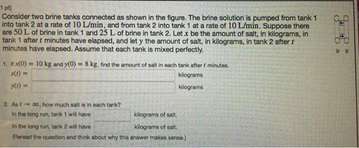 Solved Consider two brine tanks connected as shown in the | Chegg.com