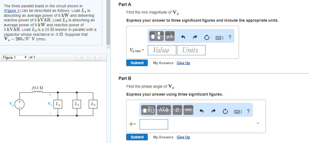 Solved The three parallel loads in the circuit shown in | Chegg.com