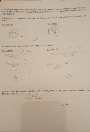 Solved urtace energy for the (2 o 01 plane in BCC unit cell | Chegg.com