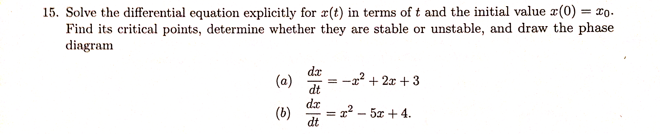 Solved Solve the differential equation explicitly for x(t) | Chegg.com