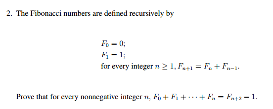 Solved 2. The Fibonacci numbers are defined recursively by | Chegg.com