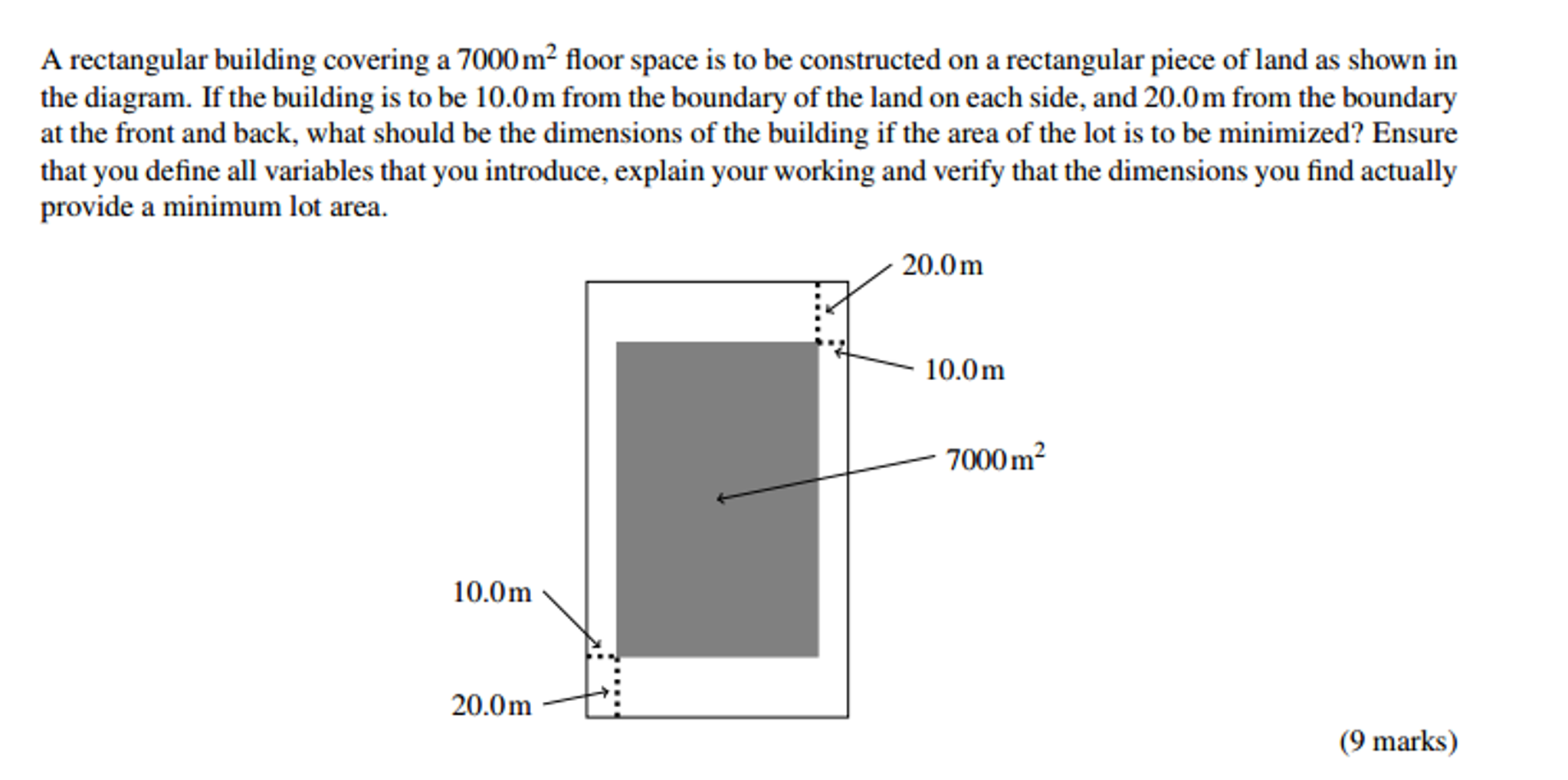 Solved A rectangular building covering a 7000 m^2 floor | Chegg.com