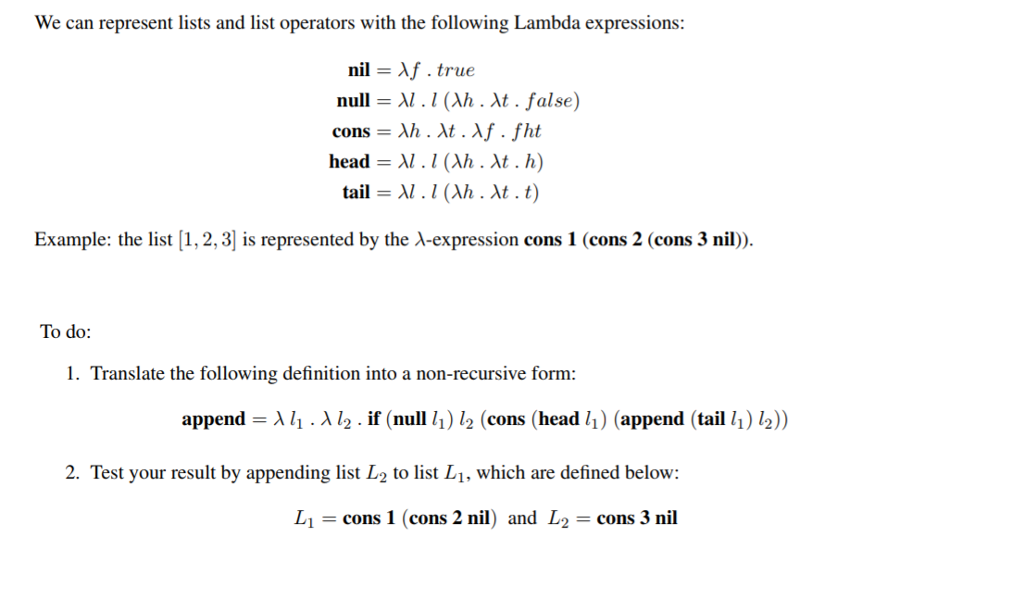 Solved We can represent lists and list operators with the | Chegg.com