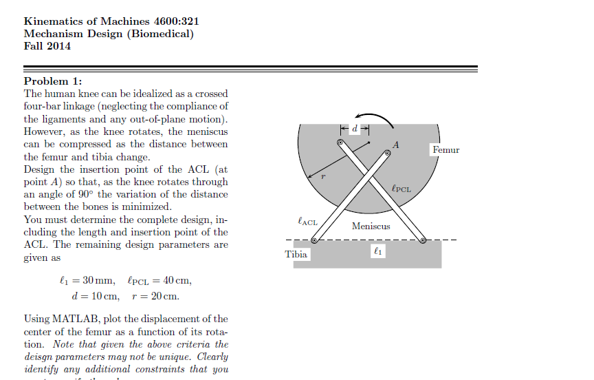 Kinematics of Machines 4600:321 Mechanism Design | Chegg.com