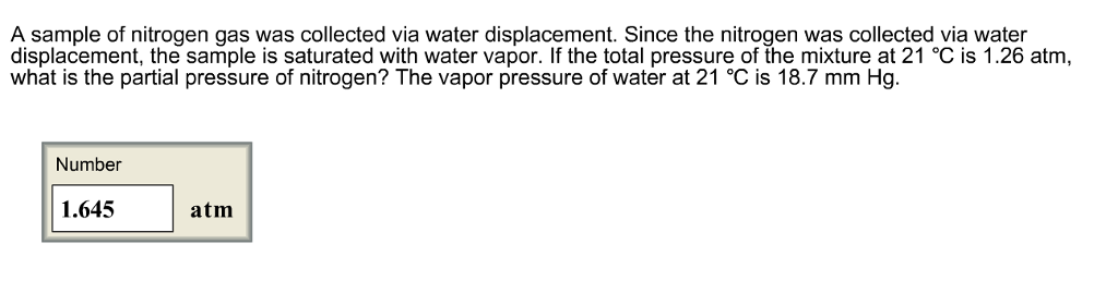 Solved A sample of nitrogen gas was collected via water | Chegg.com