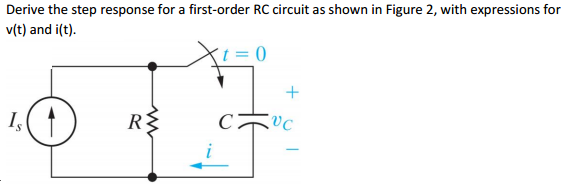 Solved Derive the step response for a first-order RC circuit | Chegg.com