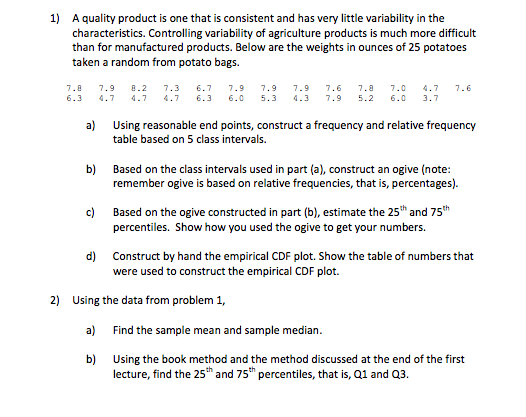 A quality product is one that is consistent and has | Chegg.com