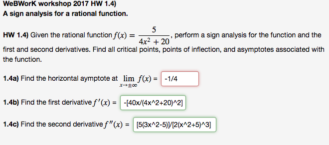 Solved WeBWorK workshop 2017 HW 1.4) A sign analysis for a | Chegg.com