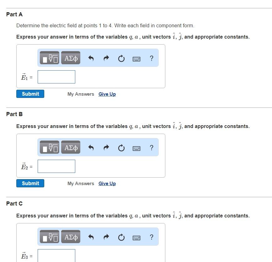Solved Determine the electric field at points 1 to 4. Write | Chegg.com