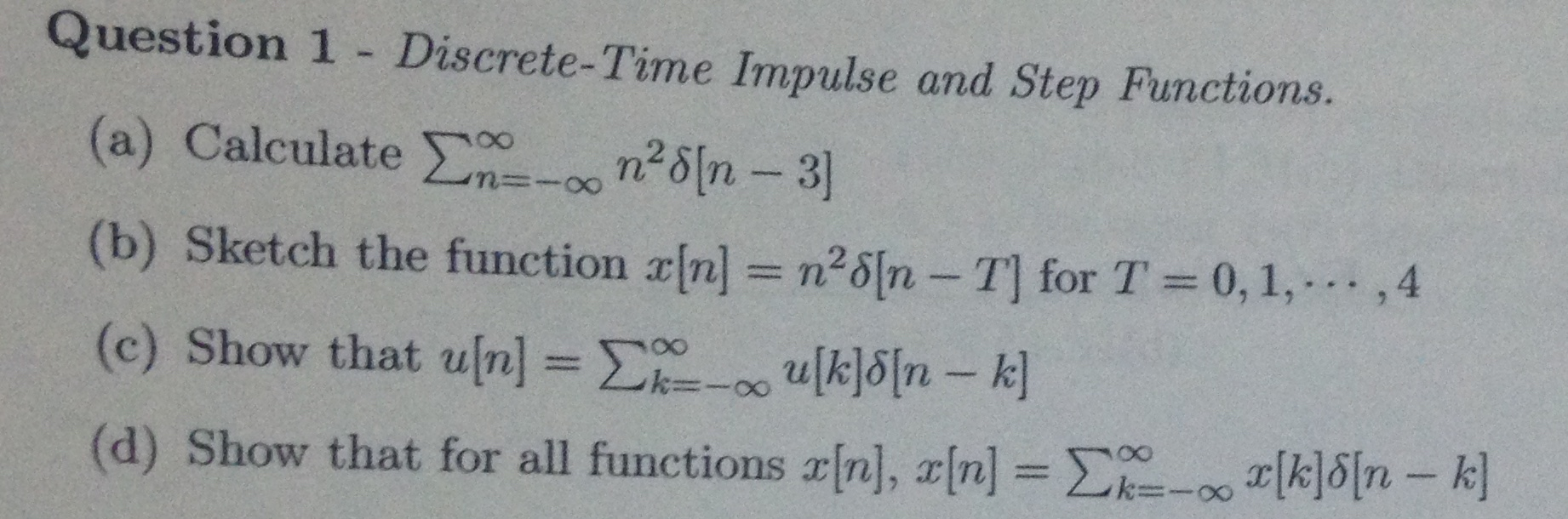 Solved Discrete-Time Impulse and Step Functions. Calculate | Chegg.com