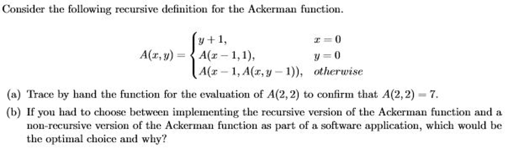 Consider the following recursive definition for the | Chegg.com