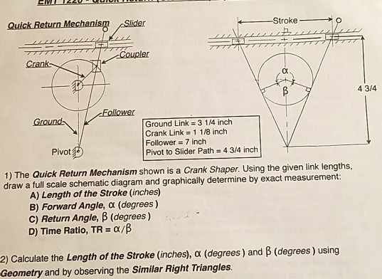 Solved The Quick Return Mechanism shown is a Crank Shaper. | Chegg.com