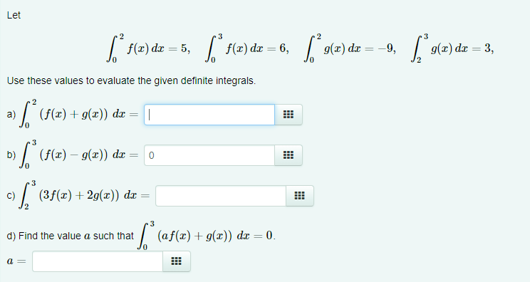 Solved Let 0 Use these values to evaluate the given definite | Chegg.com Solved Let 0 Use these values to evaluate the given definite | Chegg.com