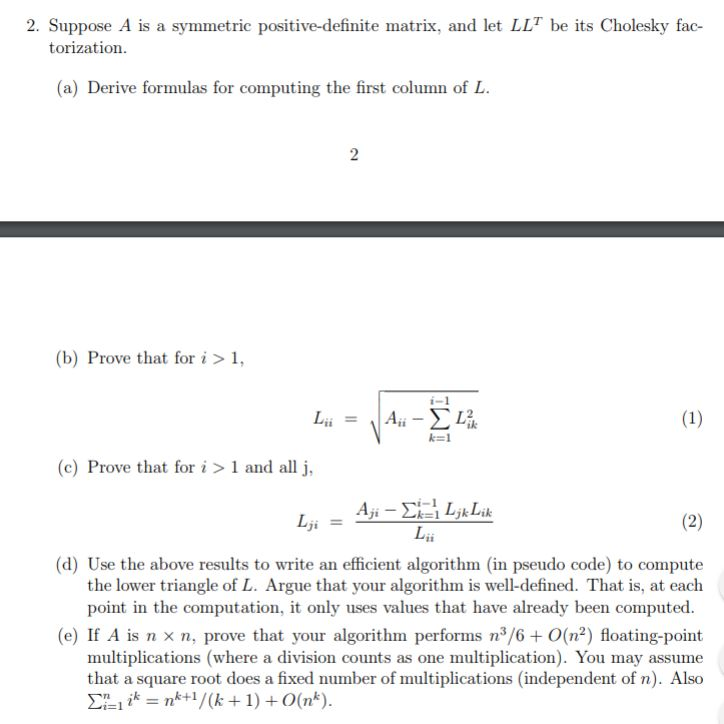 Solved 2. Suppose A is a symmetric positive-definite matrix, | Chegg.com