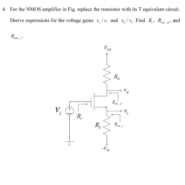 Solved 4. For the NMOS amplifier in Fig. replace the | Chegg.com