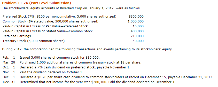 Solved Problem 11-2A (Part Level Submission) The | Chegg.com