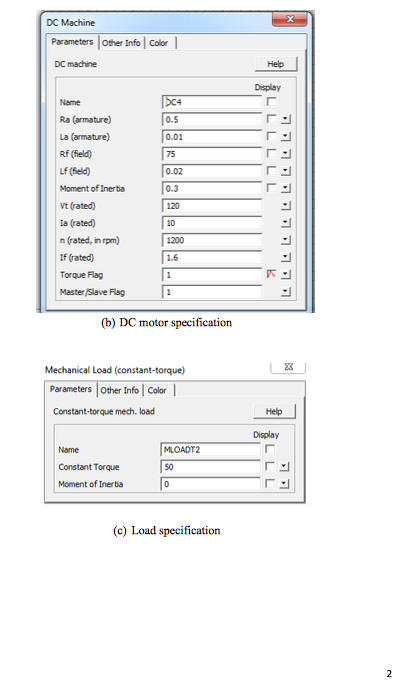 DC Machine Parameters other Info Color I DC machine | Chegg.com
