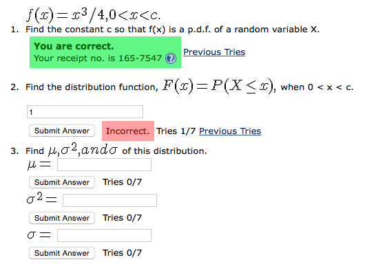Solved f(x) = x^3/4, 0