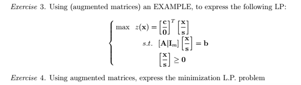 Solved Using (augmented matrices) an EXAMPLE, to express the | Chegg.com