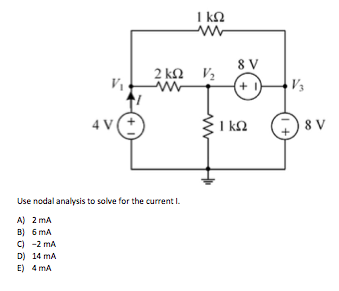 Solved Use nodal analysis to solve for the current I. 2 | Chegg.com