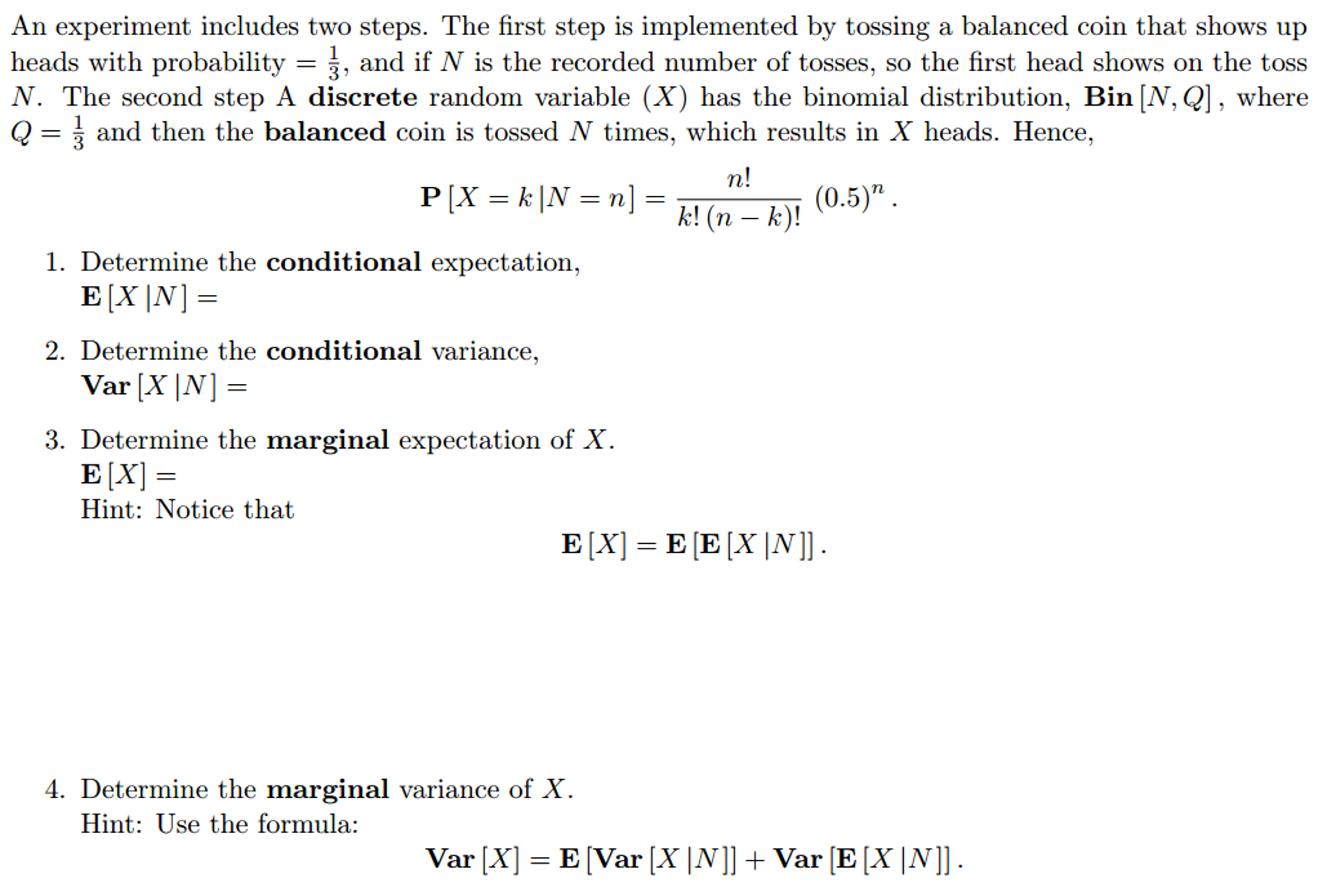 Solved An experiment includes two steps. The first step is | Chegg.com